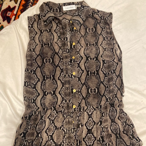 Calvin Klein | Dresses | Calvin Klein Snake Print Midi Shoulder Less ...